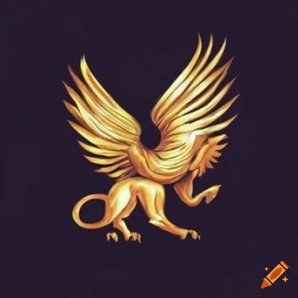 High quality gold mythical griffin logo on Craiyon