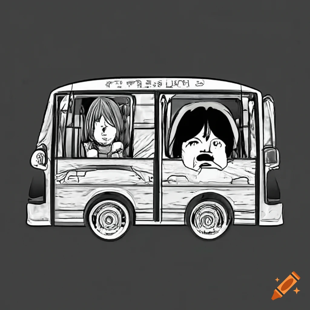 Scared woman driving an out-of-control bus on Craiyon