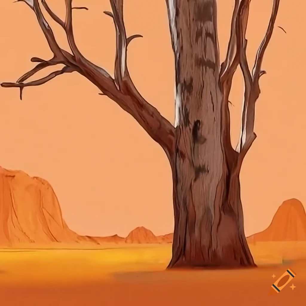 Gum trees in the outback landscape on Craiyon