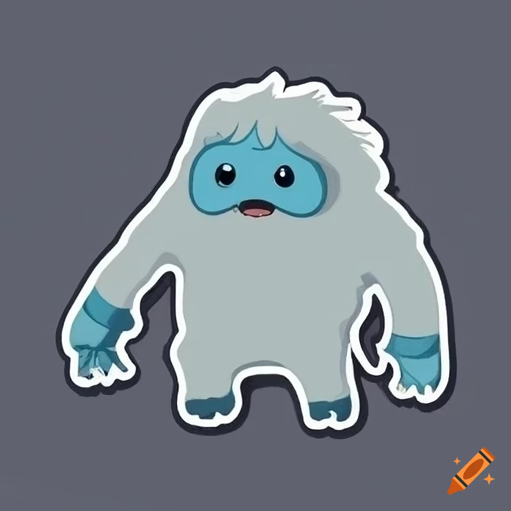 Yeti die cut sticker on white background on Craiyon