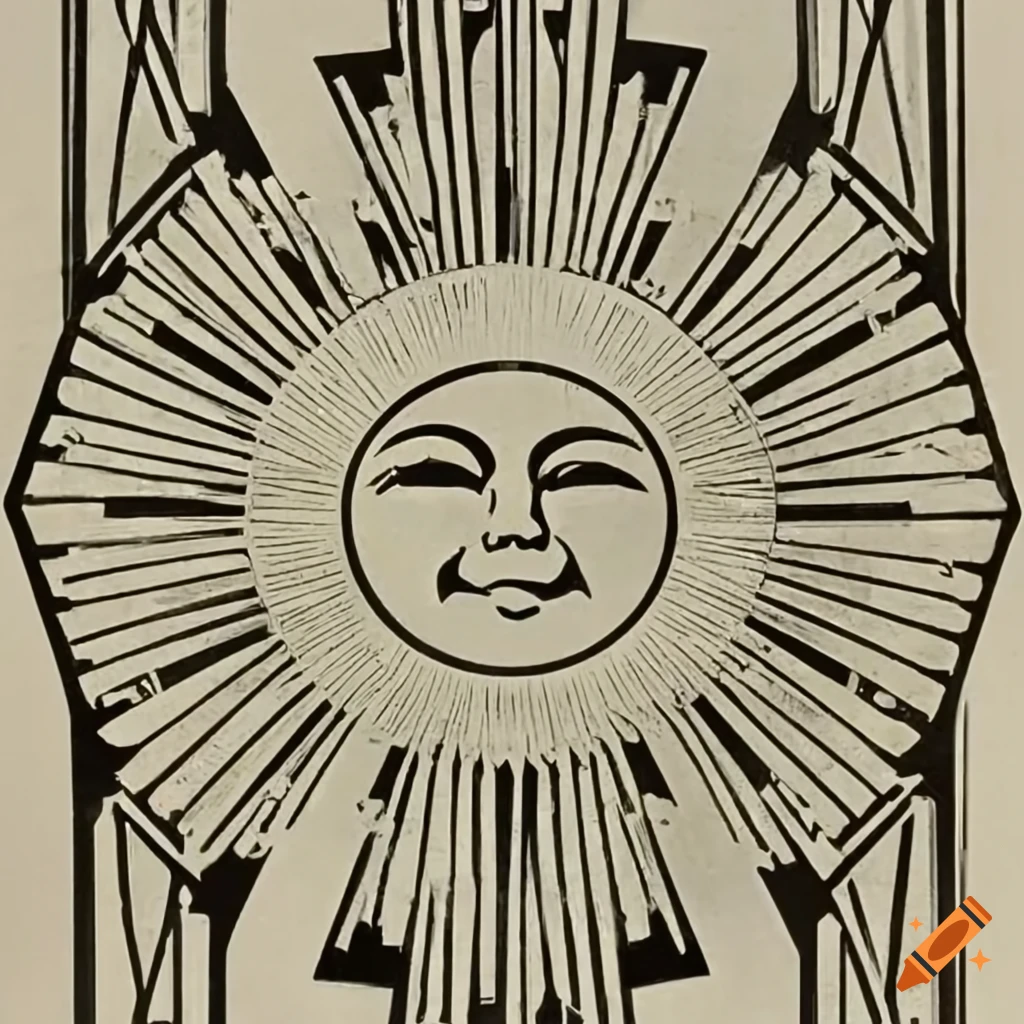 Smiling sun with rays in art deco style on Craiyon