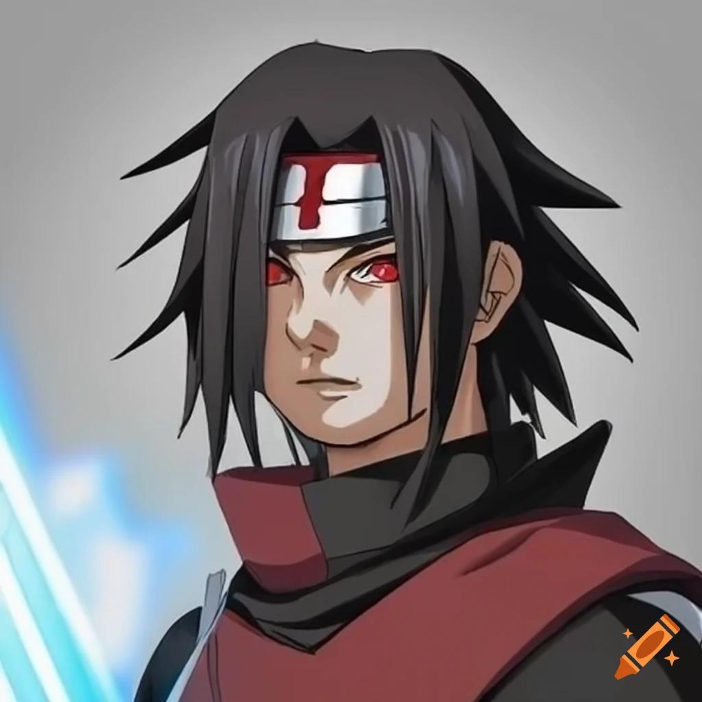 Itachi anbu fusion obi wan kenobi in templar knight armor with sword on Craiyon