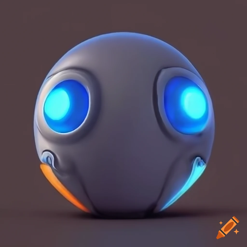 Sphere bot with blue eyes and pointy ear helmet facing the camera in ...