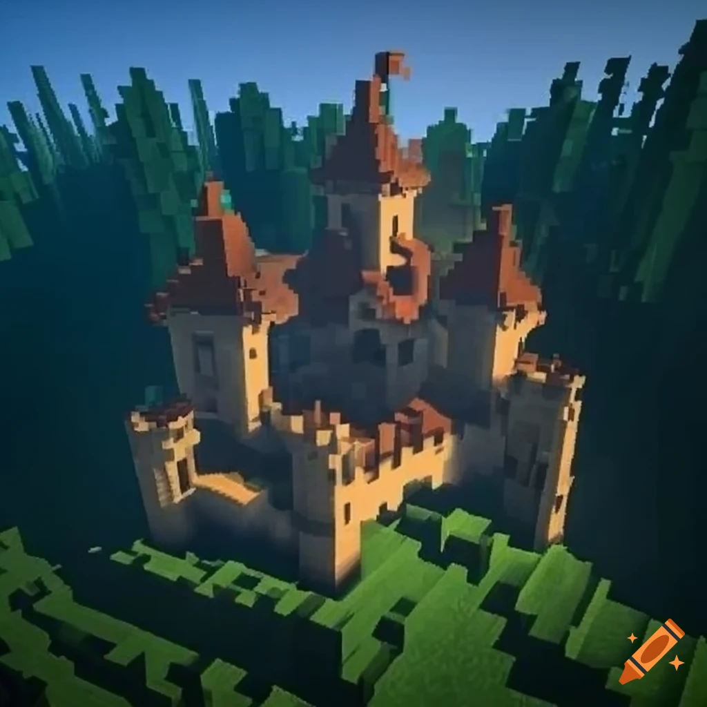 Poudlard castle in minecraft version on Craiyon