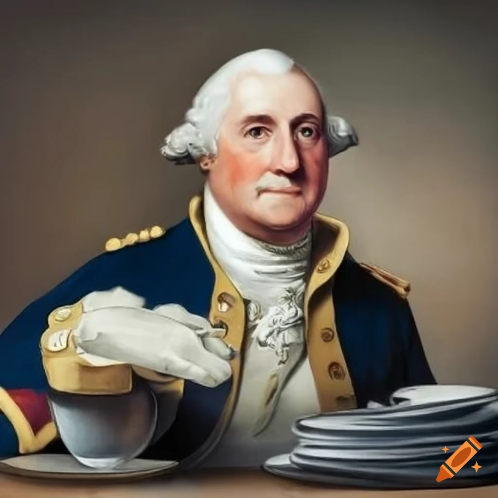 George washington washing dishes in a sink on Craiyon