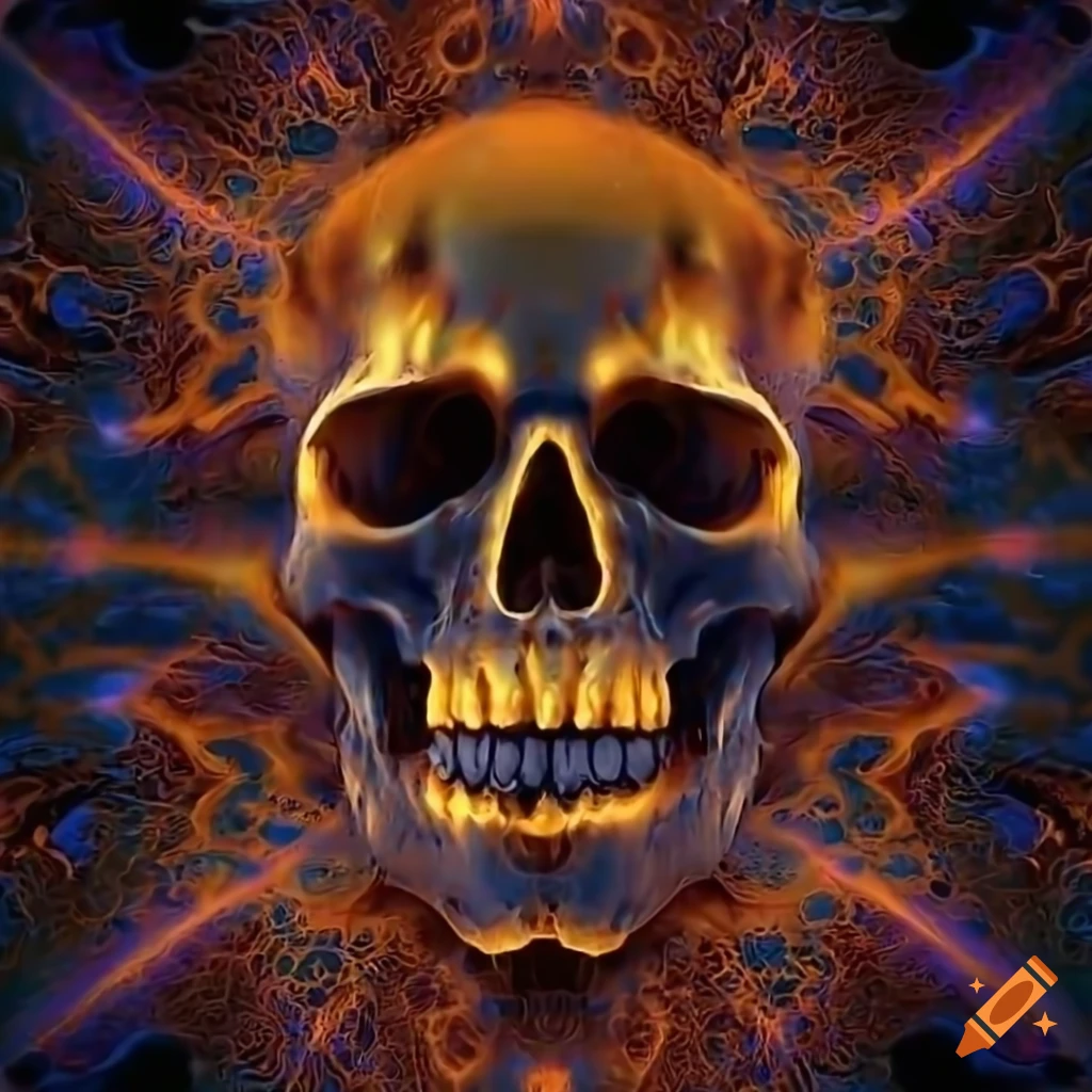 Orange plasma skull with optical illusion effect in 4k resolution on ...
