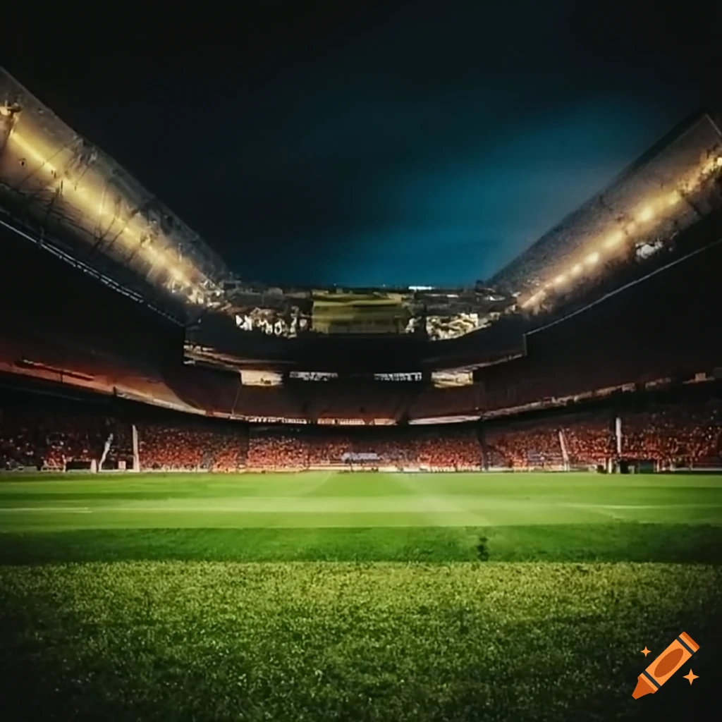 Football stadium view from the pitch on Craiyon