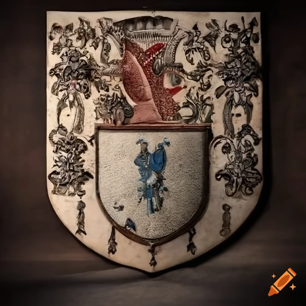 Medieval coat of arms with audio equipment and lighting on Craiyon