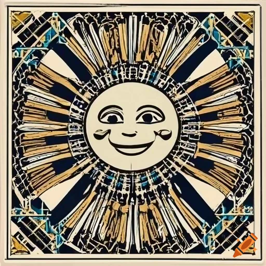 Smiling sun with rays in colorful art deco style on Craiyon