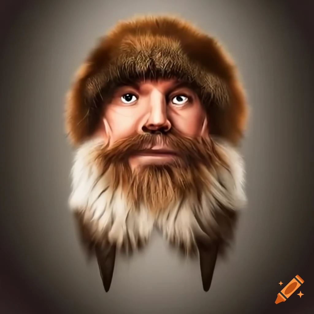Animated logo featuring a mountain man with a coon-skin hat on Craiyon