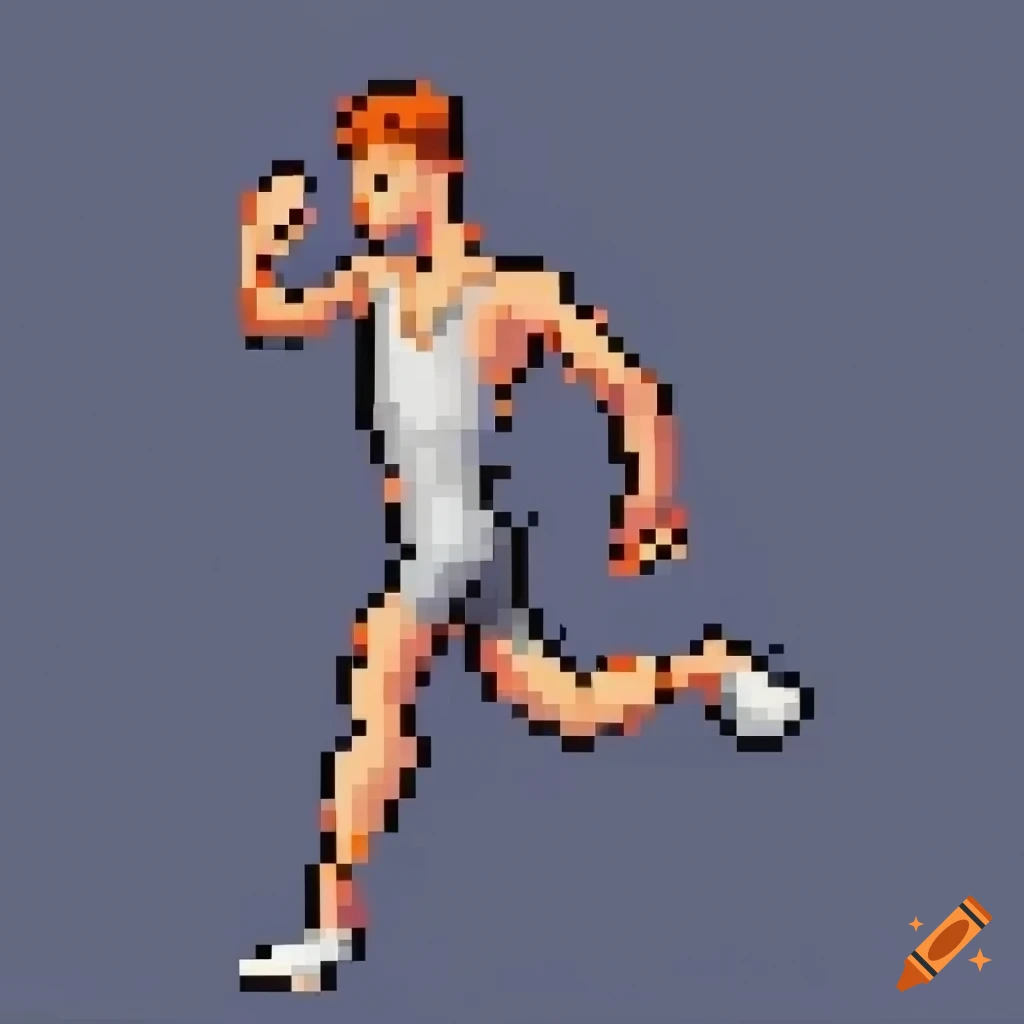 Skinny man sprinting in pixel art style on Craiyon