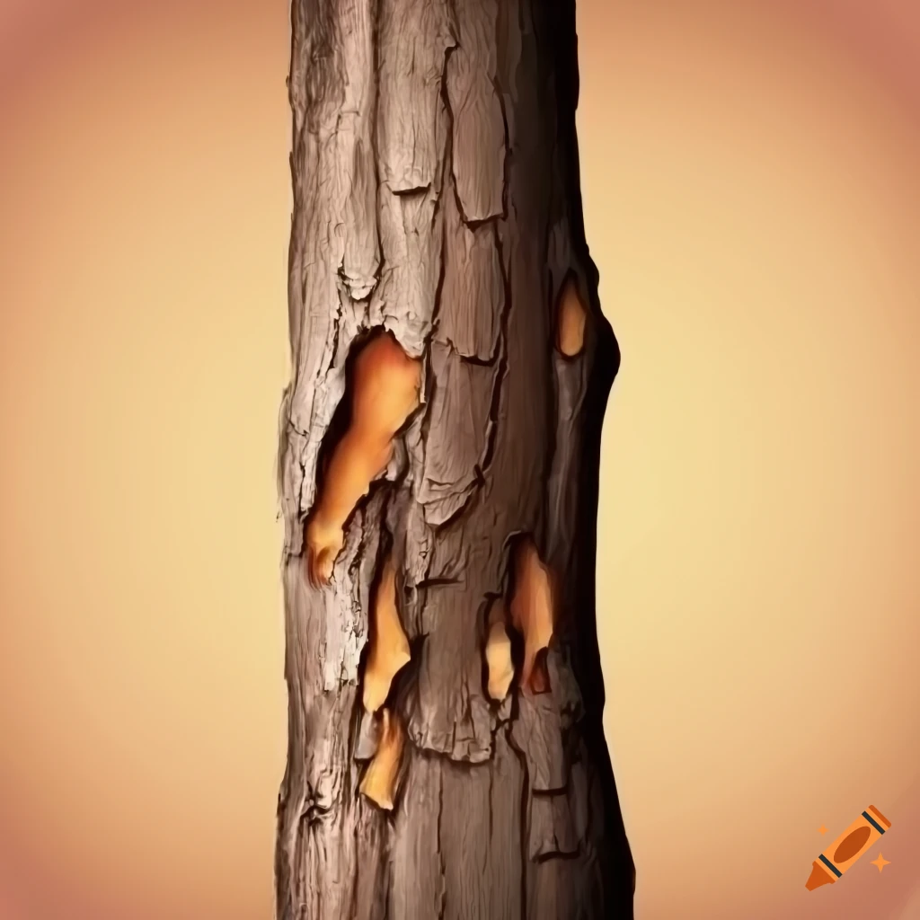 Smooth beech tree trunk with an injury on Craiyon