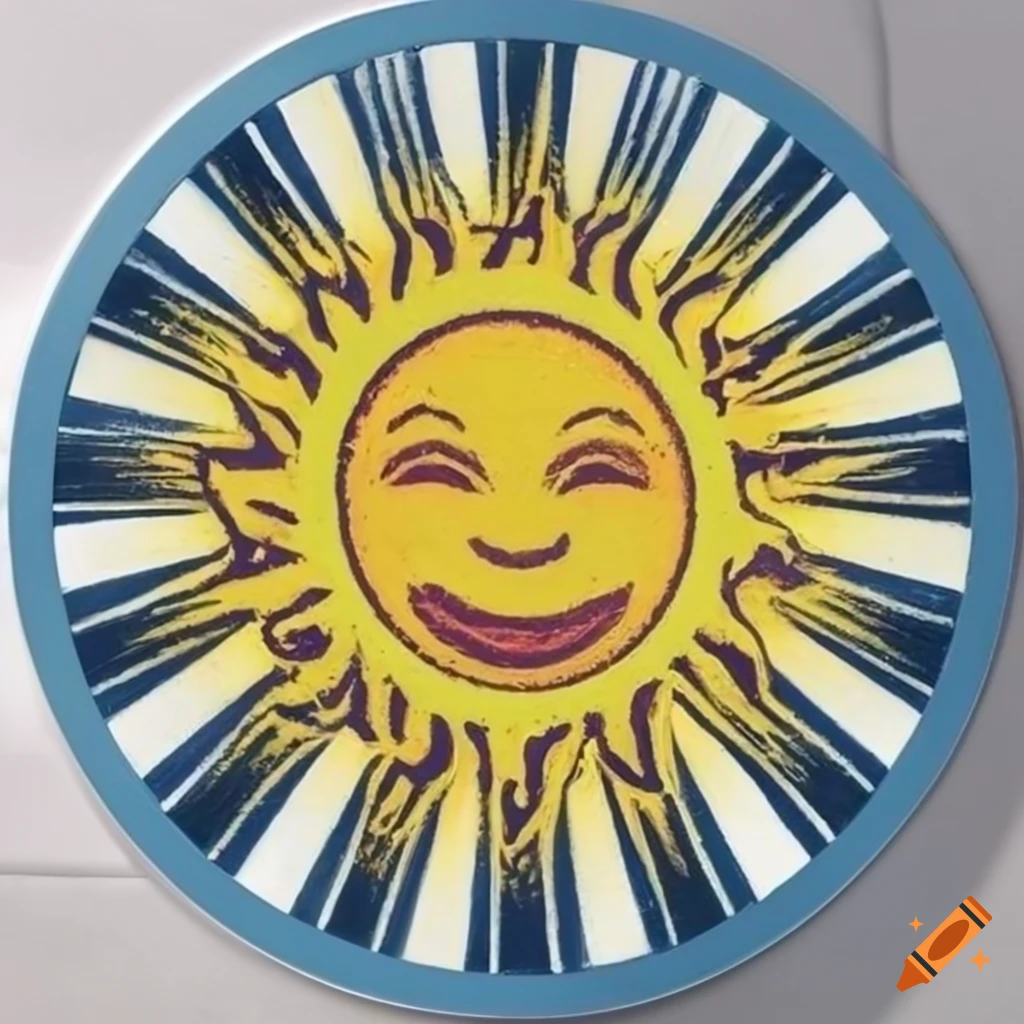 Expressive smiling sun with rays in pastel oil painting on Craiyon