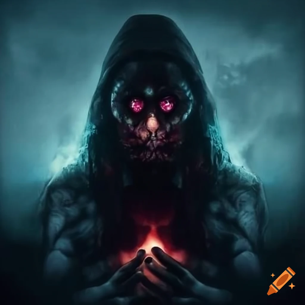 Conceptual artwork of man with dark evil and peaceful good ...
