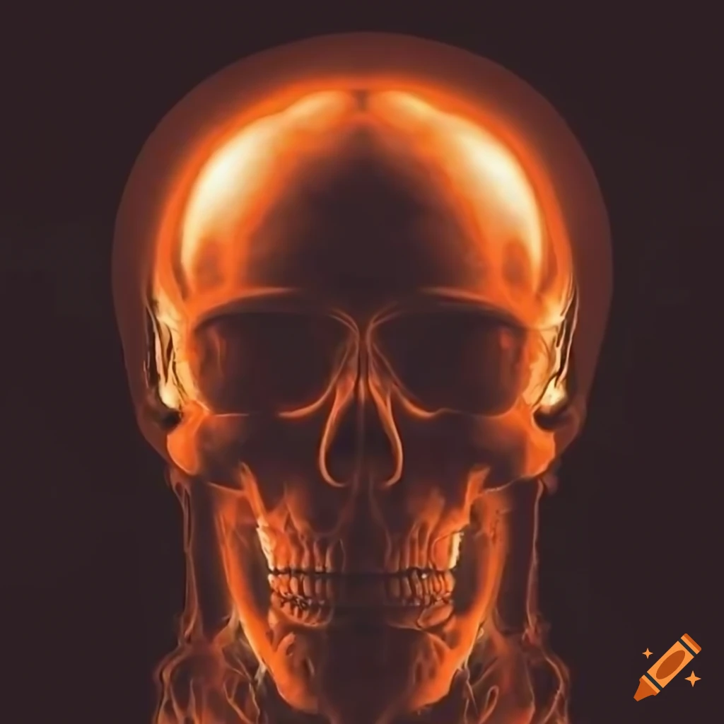 Orange plasma skull optical illusion in 4k resolution on Craiyon