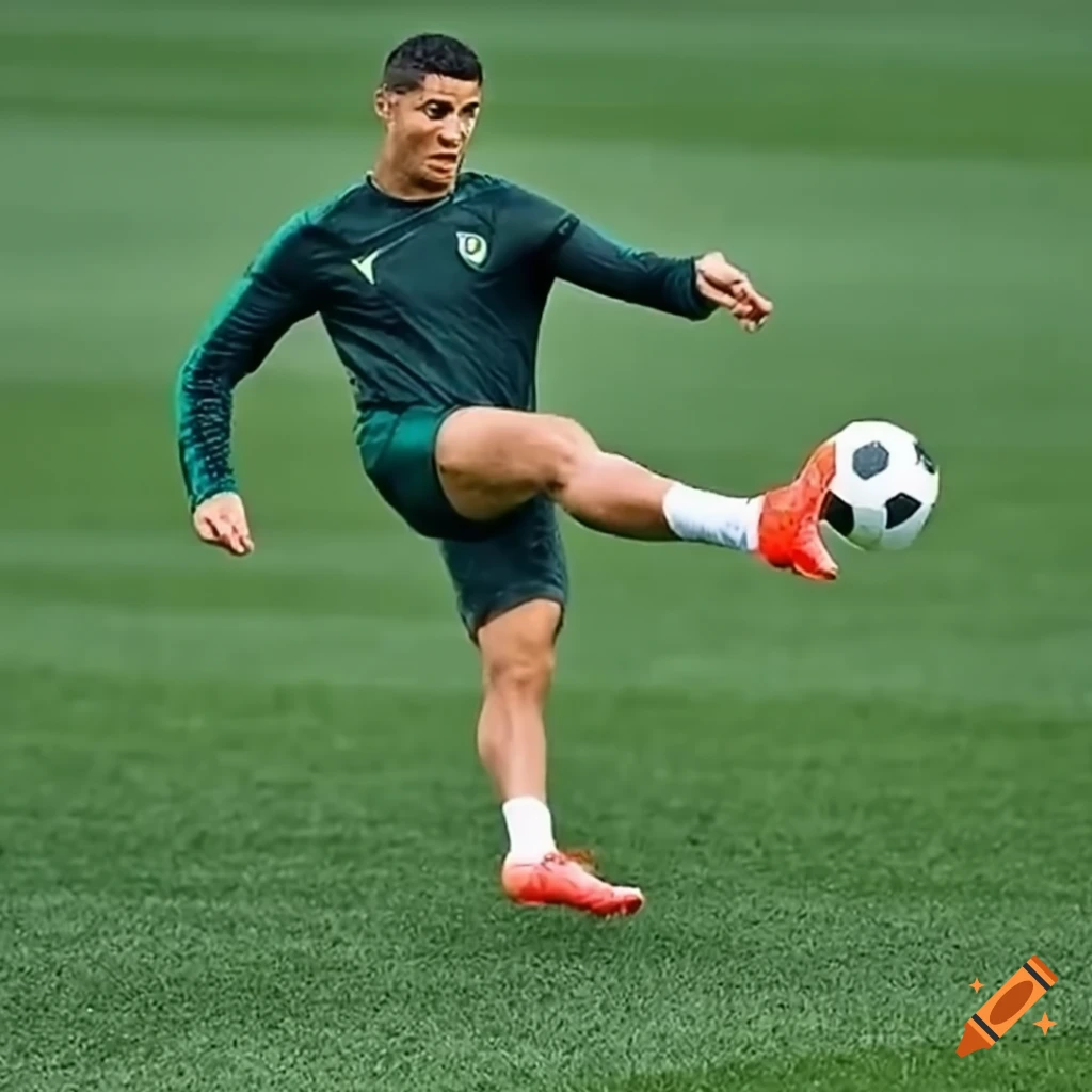 Ronaldo doing miniband training on the football pitch on Craiyon