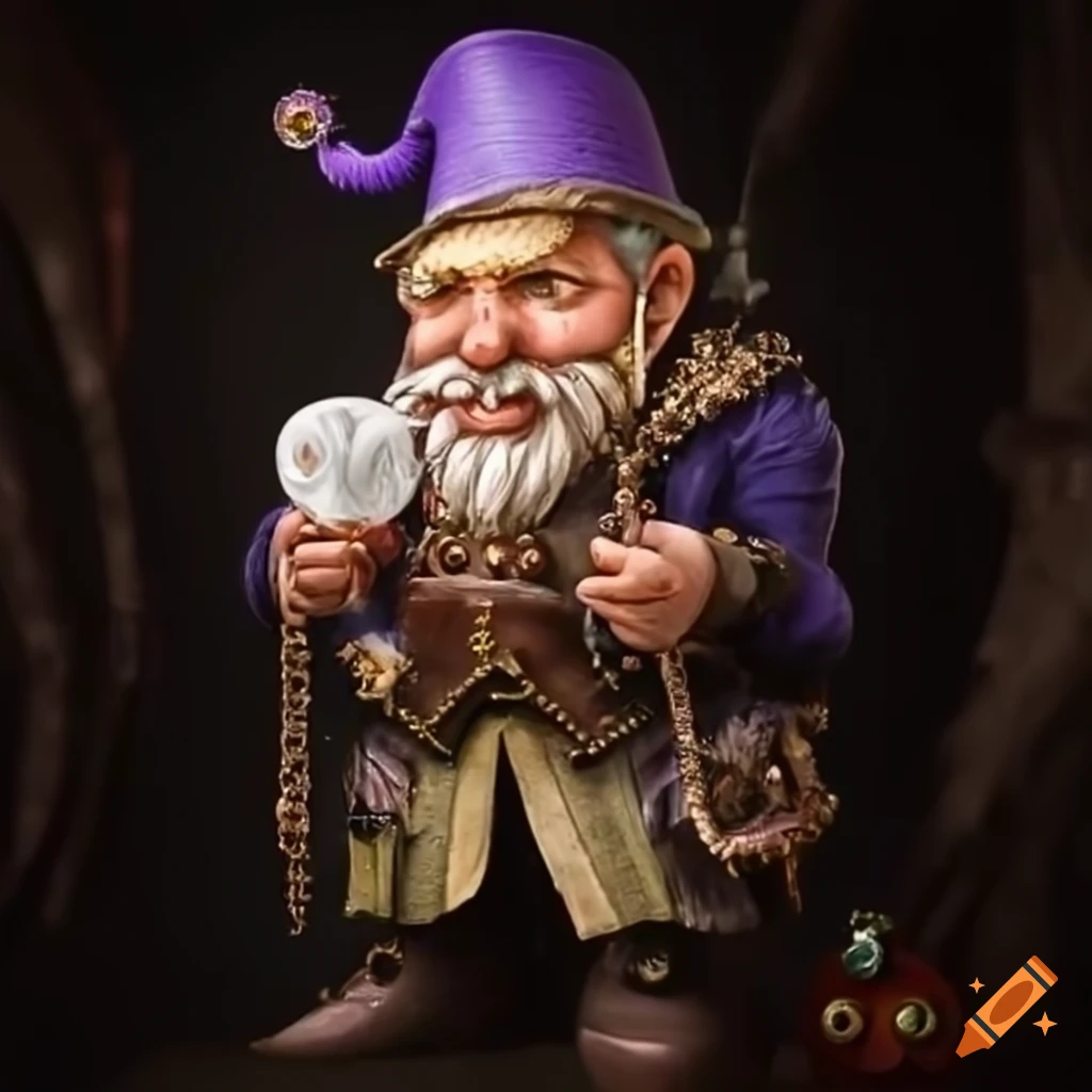 Steampunk gnome vending diamonds and gems on Craiyon
