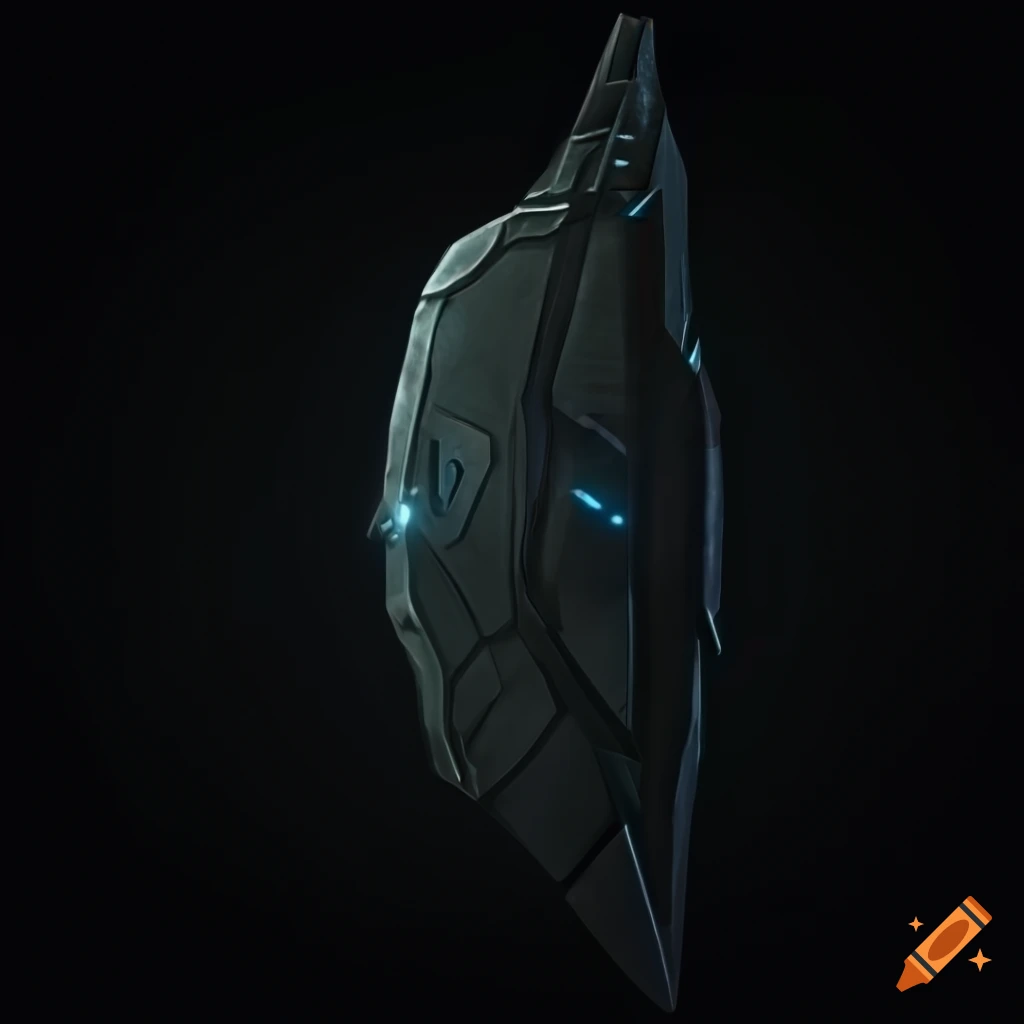 Asymmetrical sci-fi shield on Craiyon