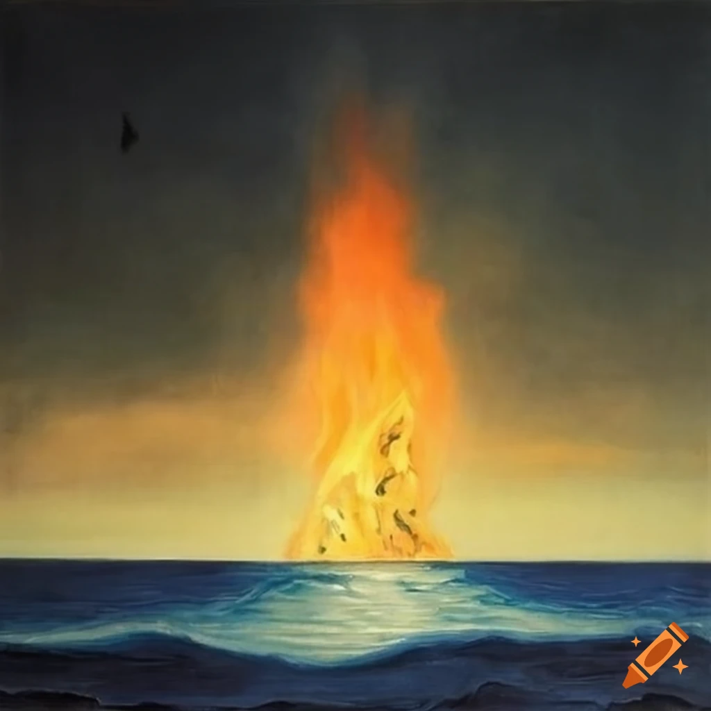 Fire in sea by rene magritte on Craiyon