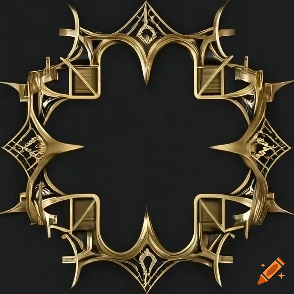 Finely detailed gold art deco frame with abstract lines on Craiyon