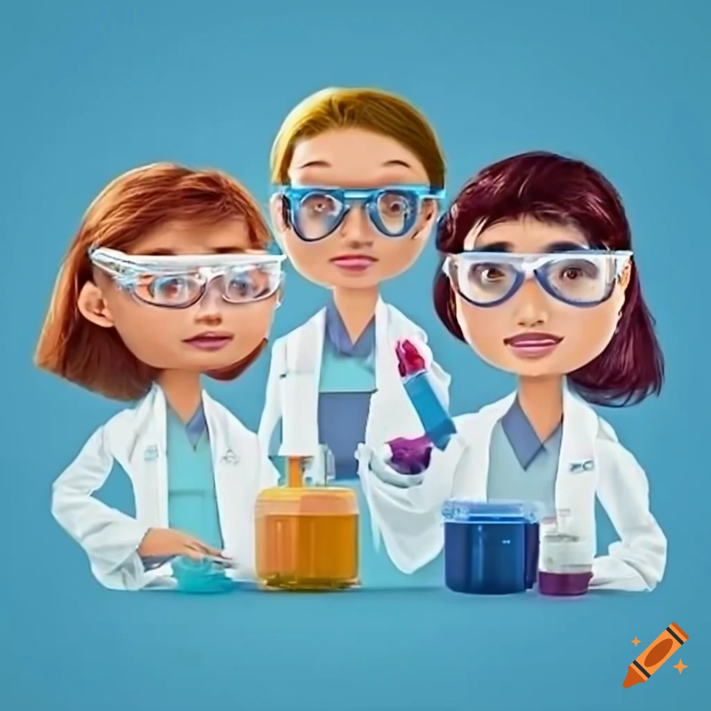 Group of four female scientists on Craiyon