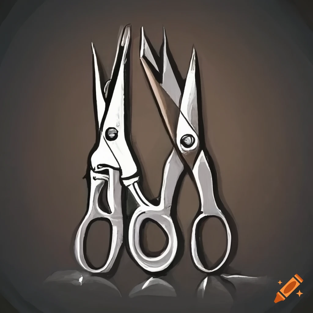 Analytical cubism painting with black, white and brown scissors on Craiyon