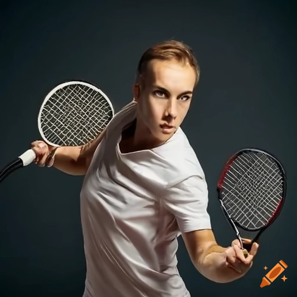 Tennis player with two rackets on Craiyon