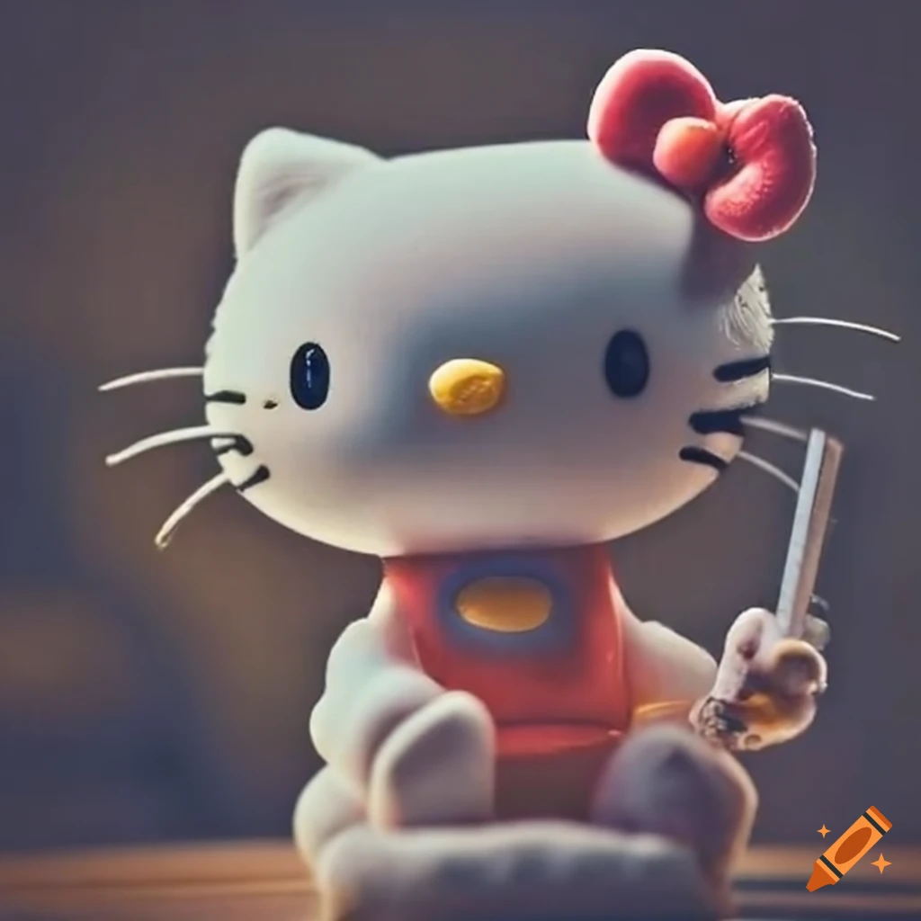 Adorable hello kitty with a cigarette on Craiyon