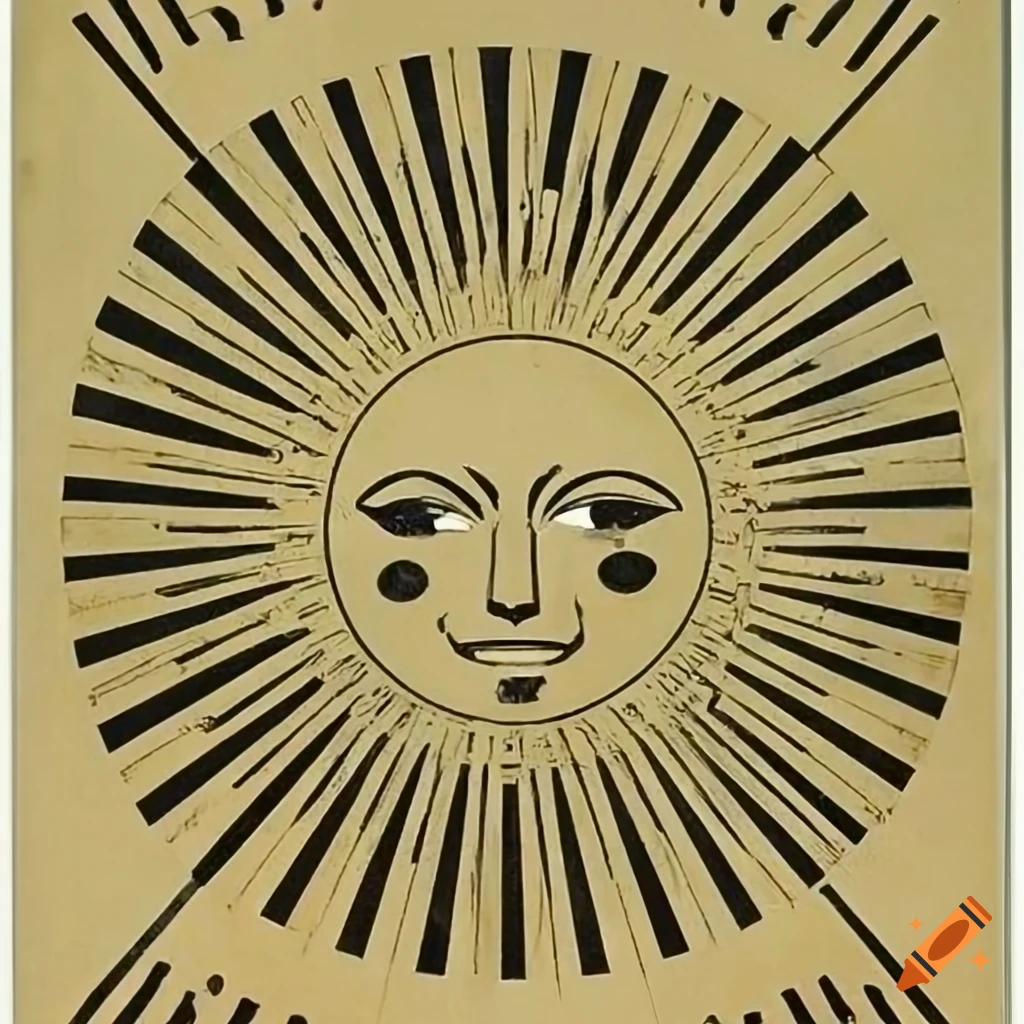 Smiling sun with rays in art deco style on Craiyon