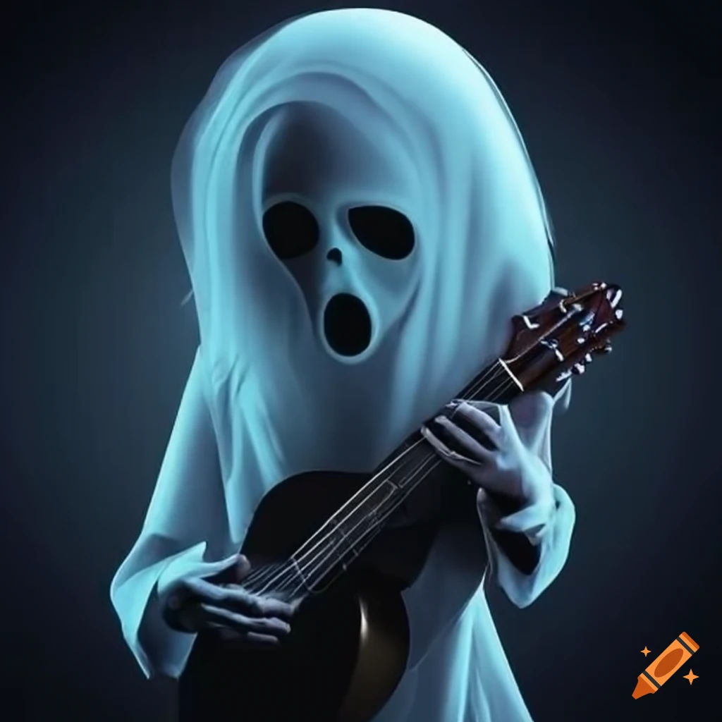 Ghost playing two ukuleles on Craiyon