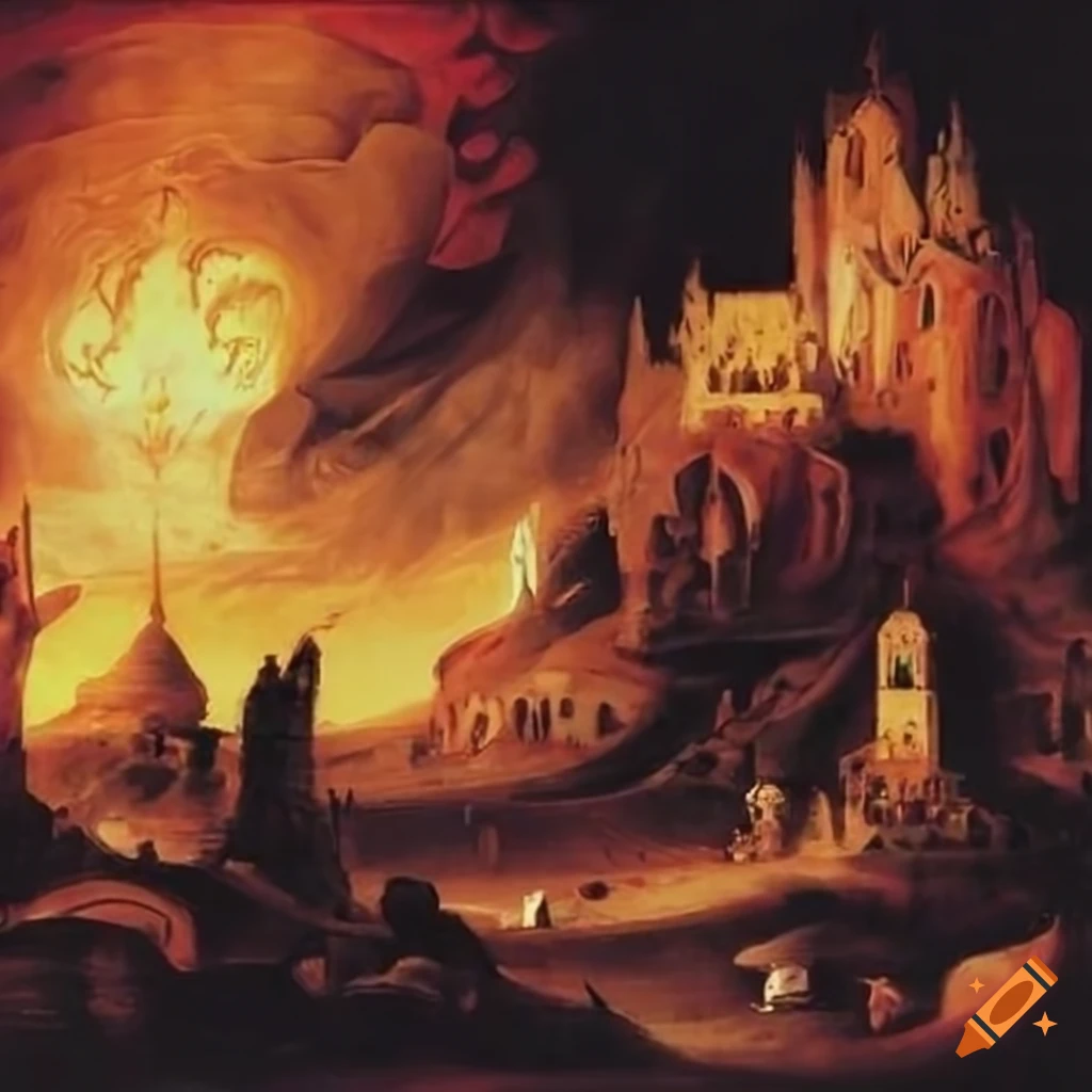 Surreal and nightmarish hellscape inspired by bosch on Craiyon