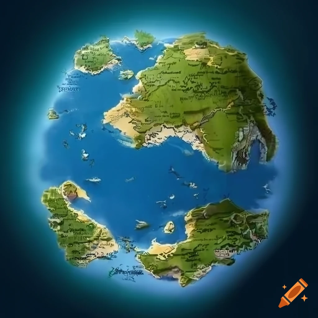 Realistic fantasy world map with various biomes and multiple continents ...