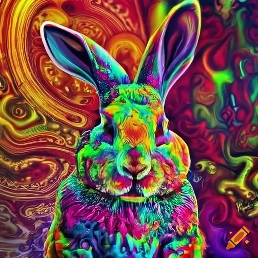 Colorful psychedelic rabbit artwork on Craiyon