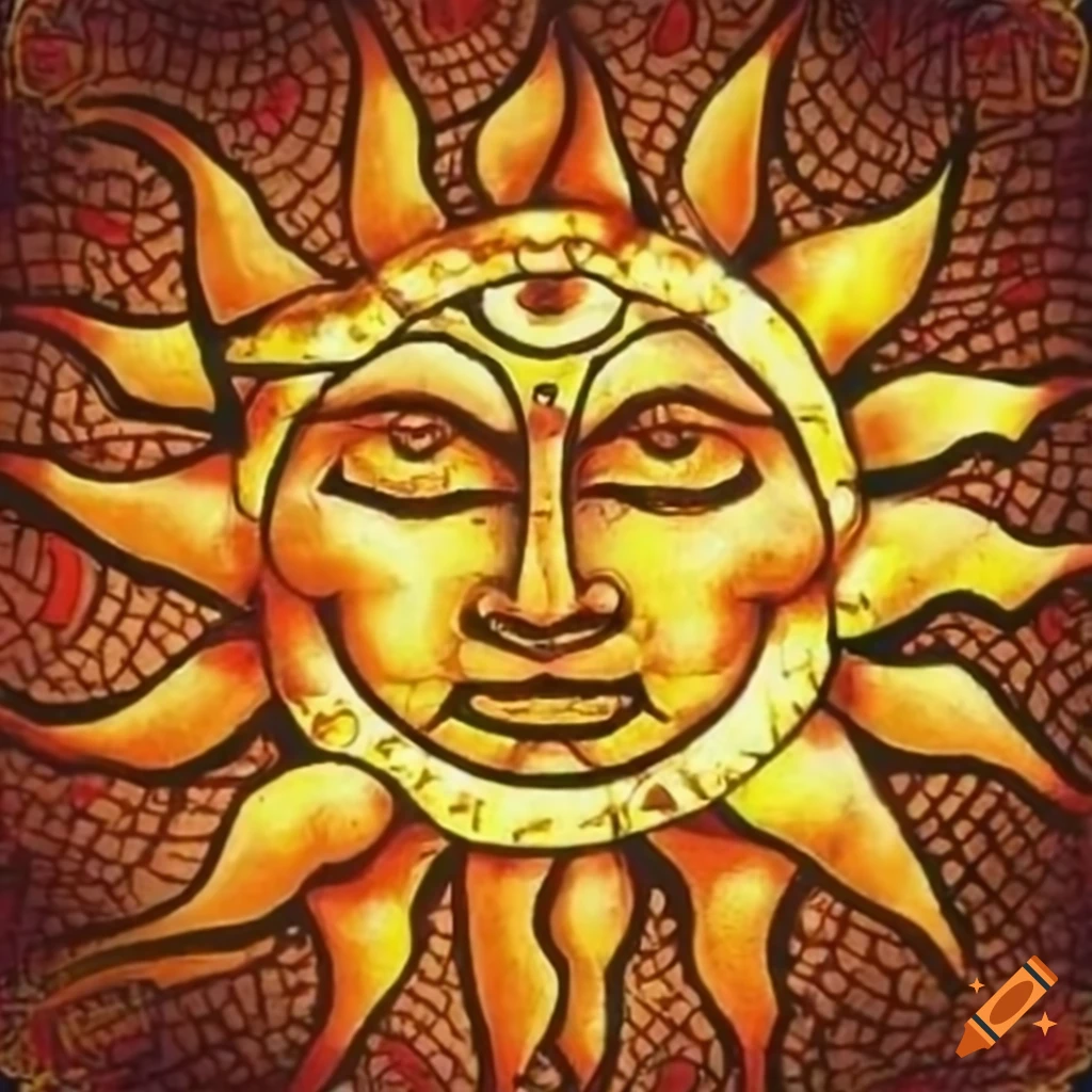 Ancient sun god depiction on Craiyon