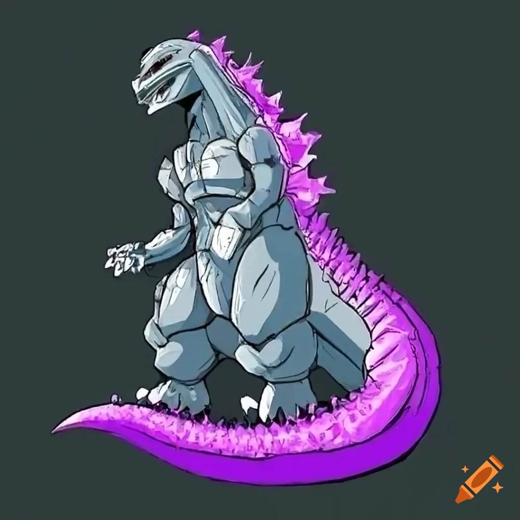 Silver-Gray Godzilla as powerful Dragonball Z character made of Zircon ...