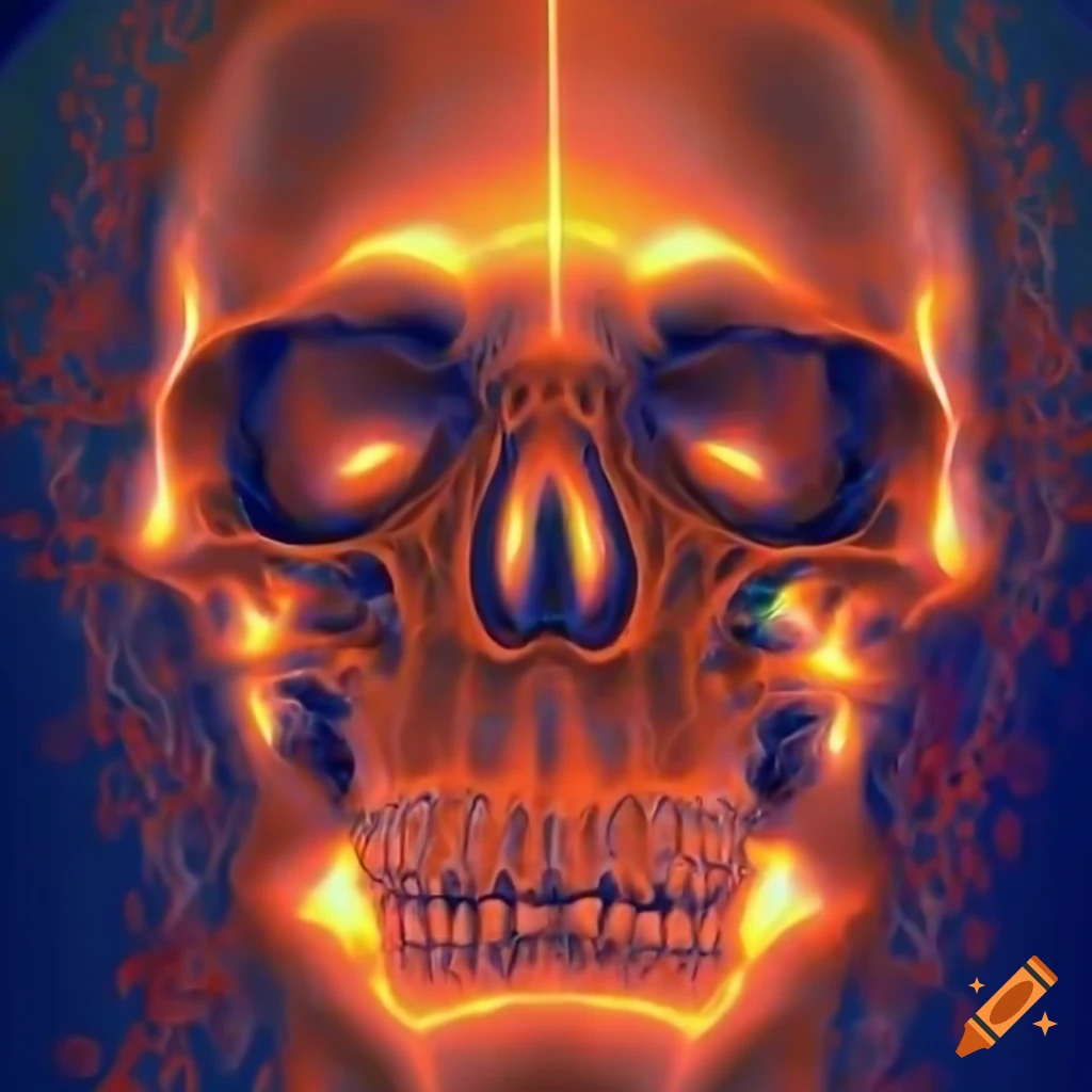 Orange plasma skull optical illusion in 4k resolution on Craiyon