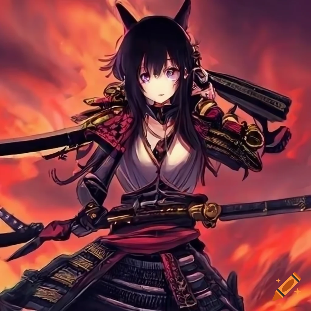 Samurai anime girl illustration on Craiyon