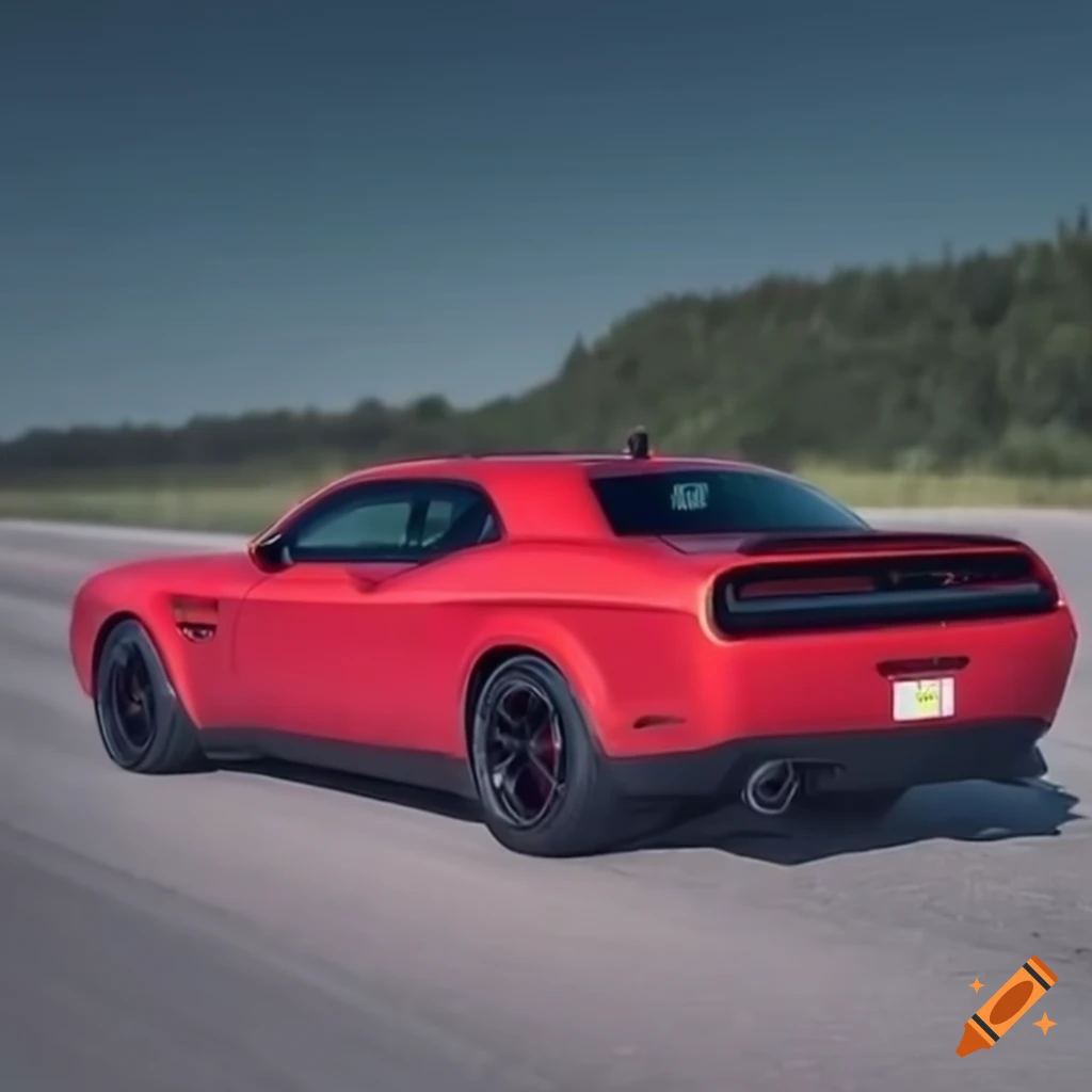 Dodge Demon Challenger on the highway on Craiyon