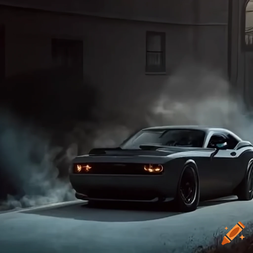 Angry Dodge Challenger Demon tuned with smoke on the road near Paul ...
