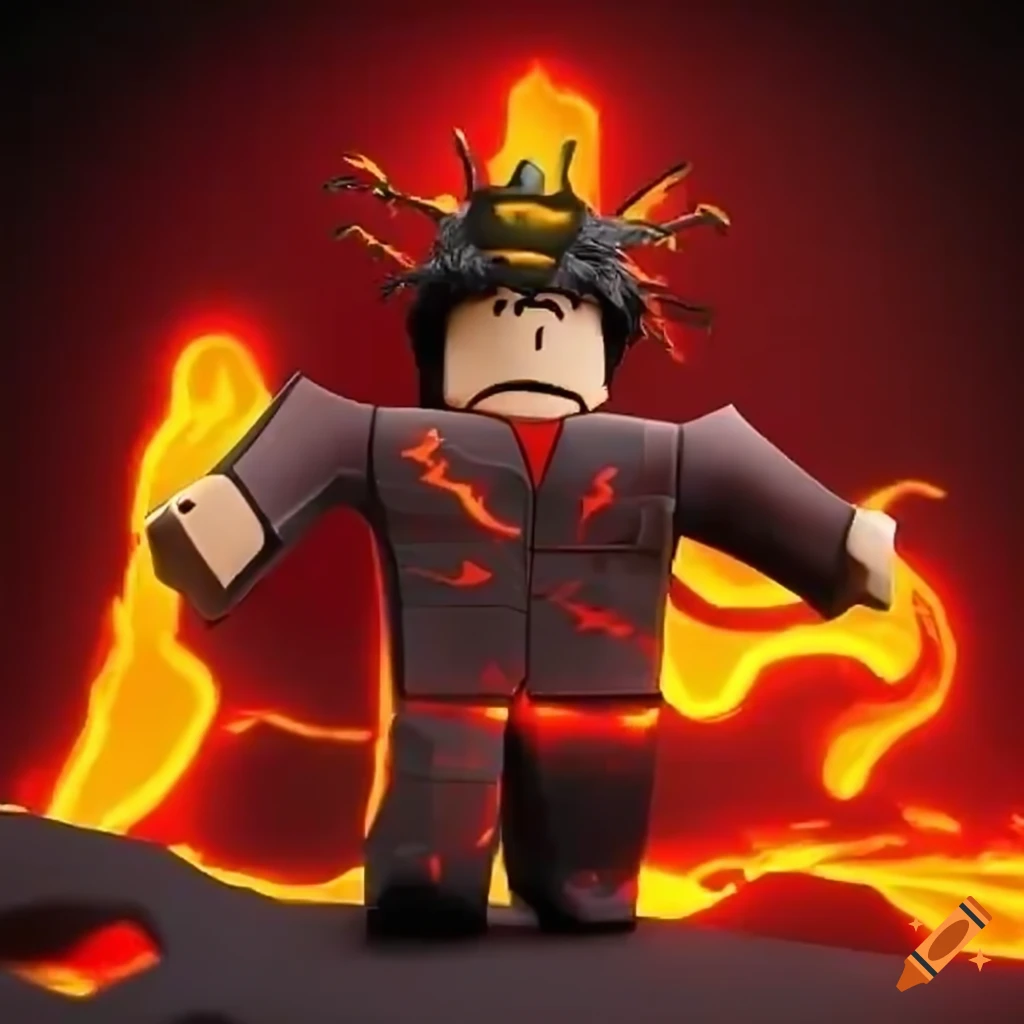 Roblox character falling into lava on Craiyon