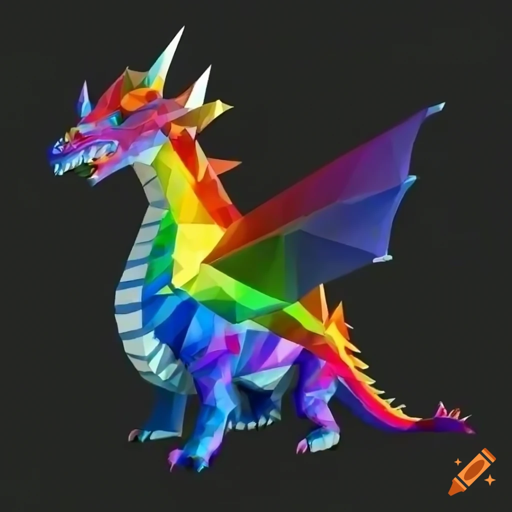 Low poly rainbow dragon artwork on Craiyon
