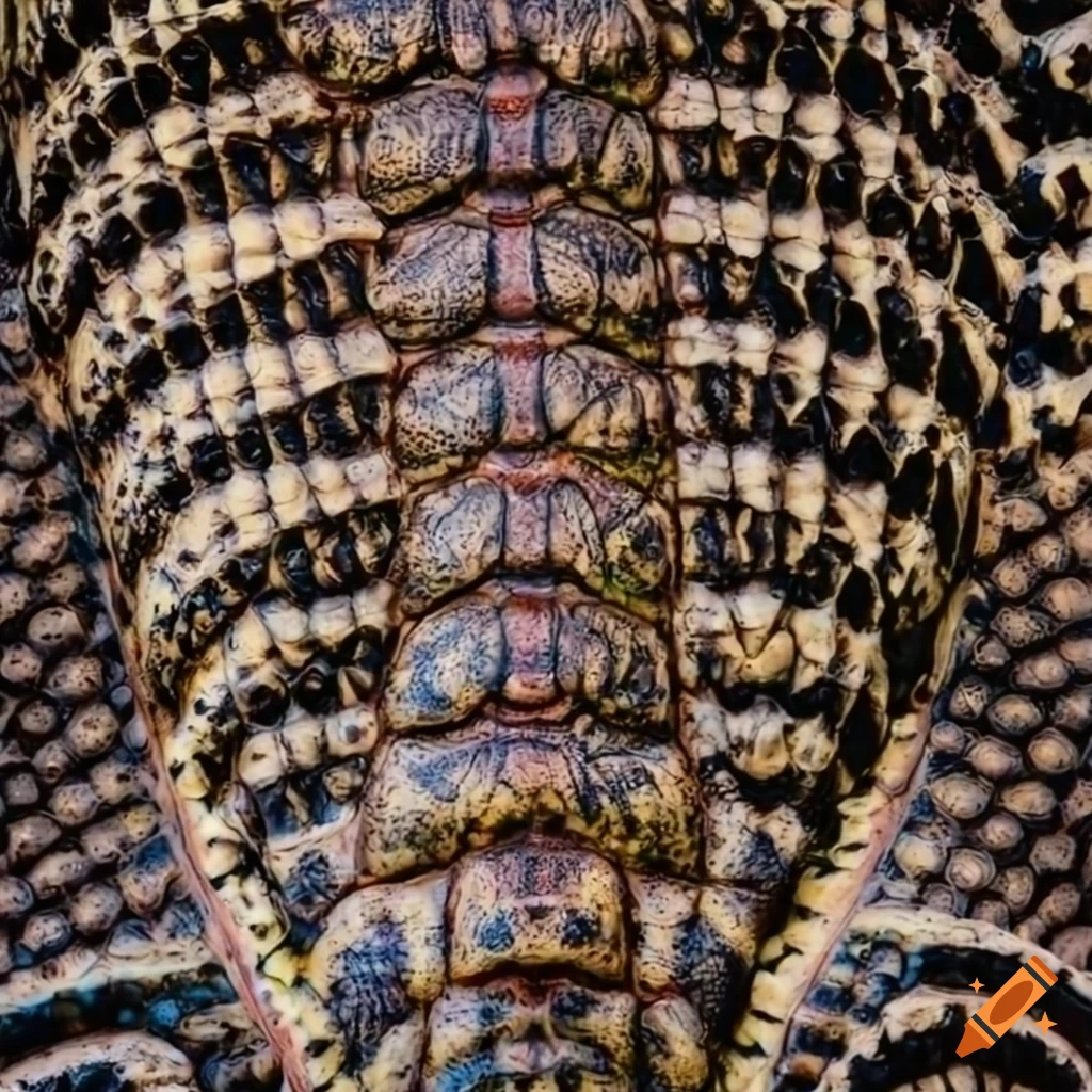 Close-up of intricate and unique crocodile scute pattern on Craiyon