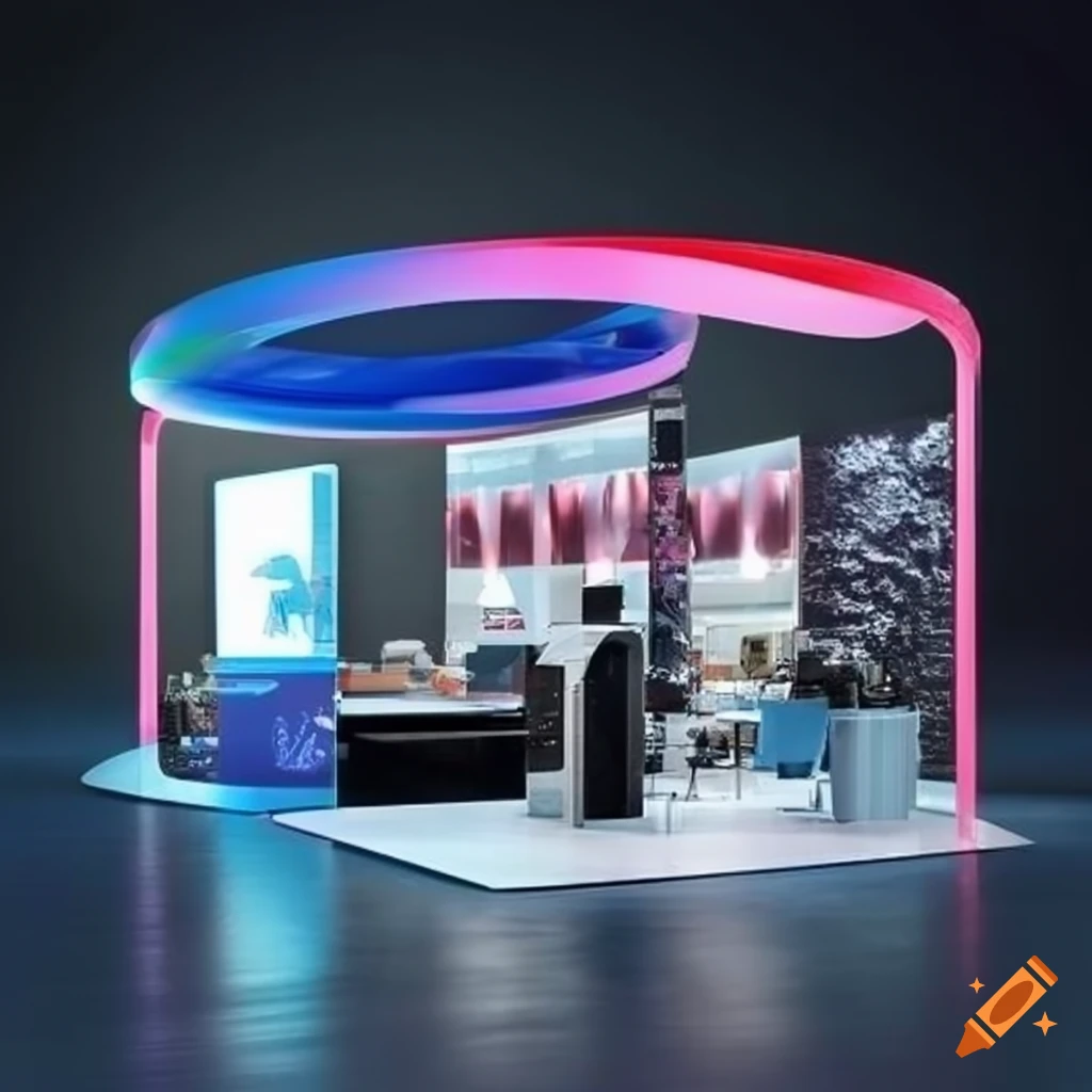 Exhibition stand about technology on Craiyon