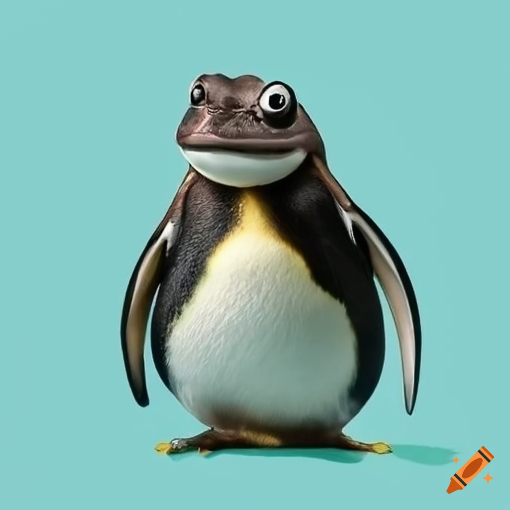 Hybrid frog and penguin illustration on Craiyon