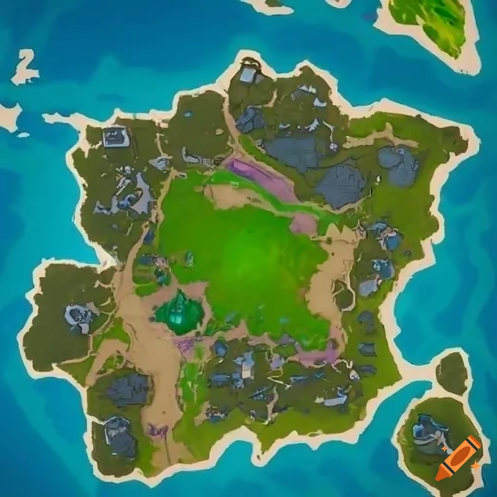 High-detail top-down map for fortnite in 4k resolution on Craiyon