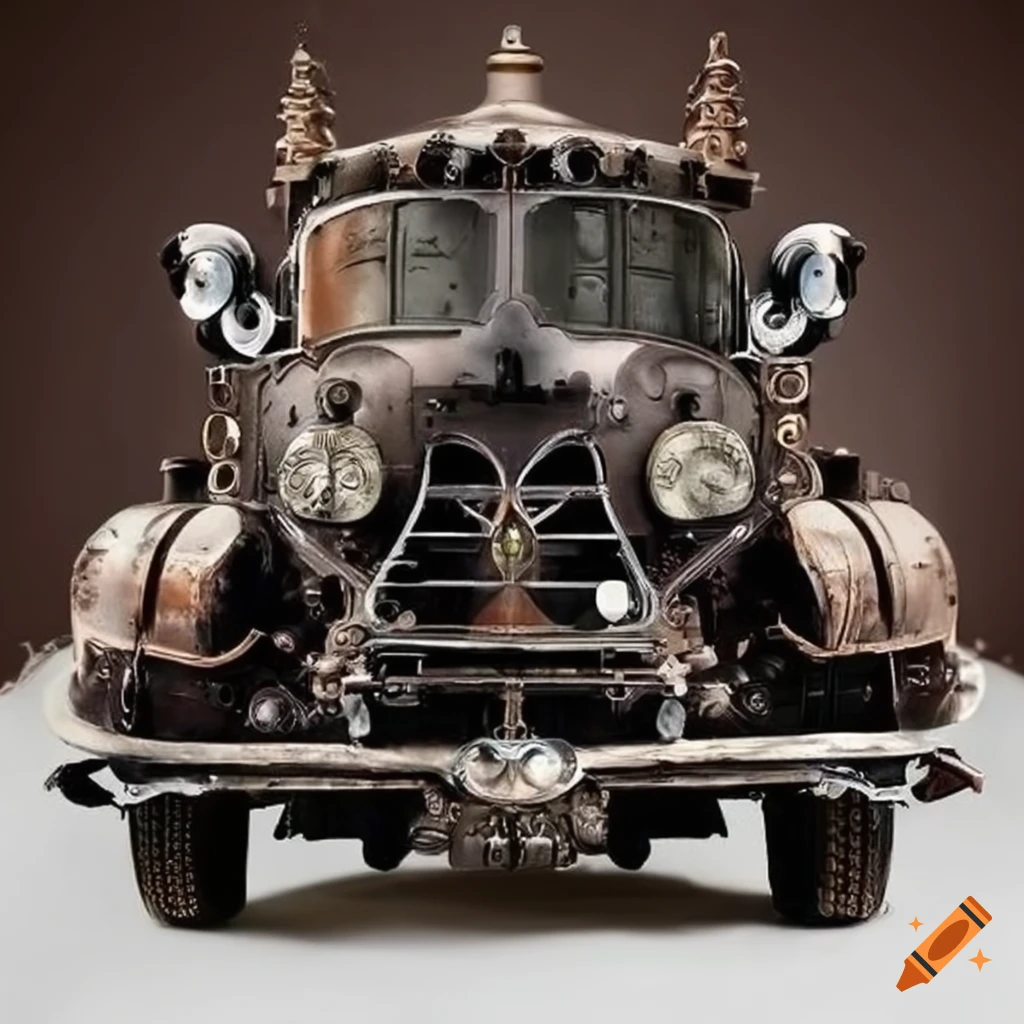 Detailed modern steampunk vehicle on Craiyon