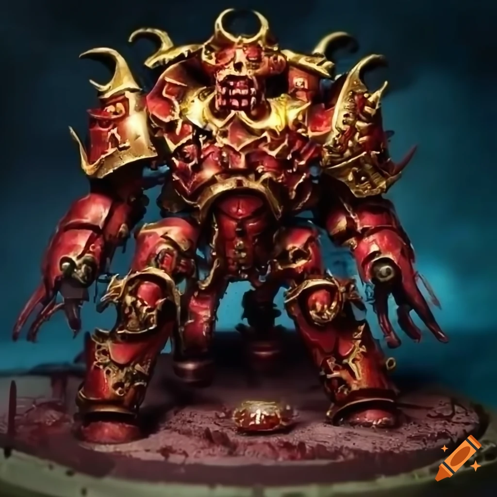 Chaos khorne techpriest with four robot spider legs in a warhammer 40k ...