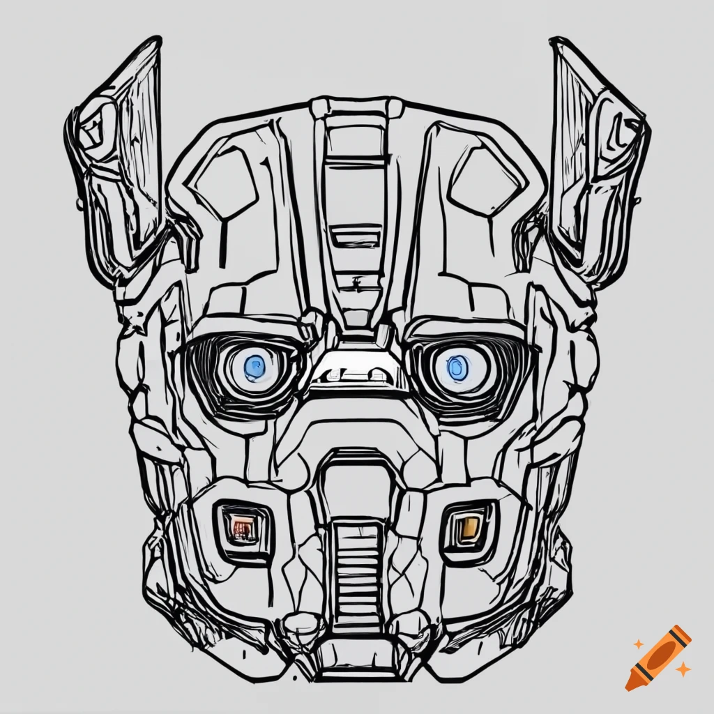 Creative robot head in mecha anime style on a white background on Craiyon