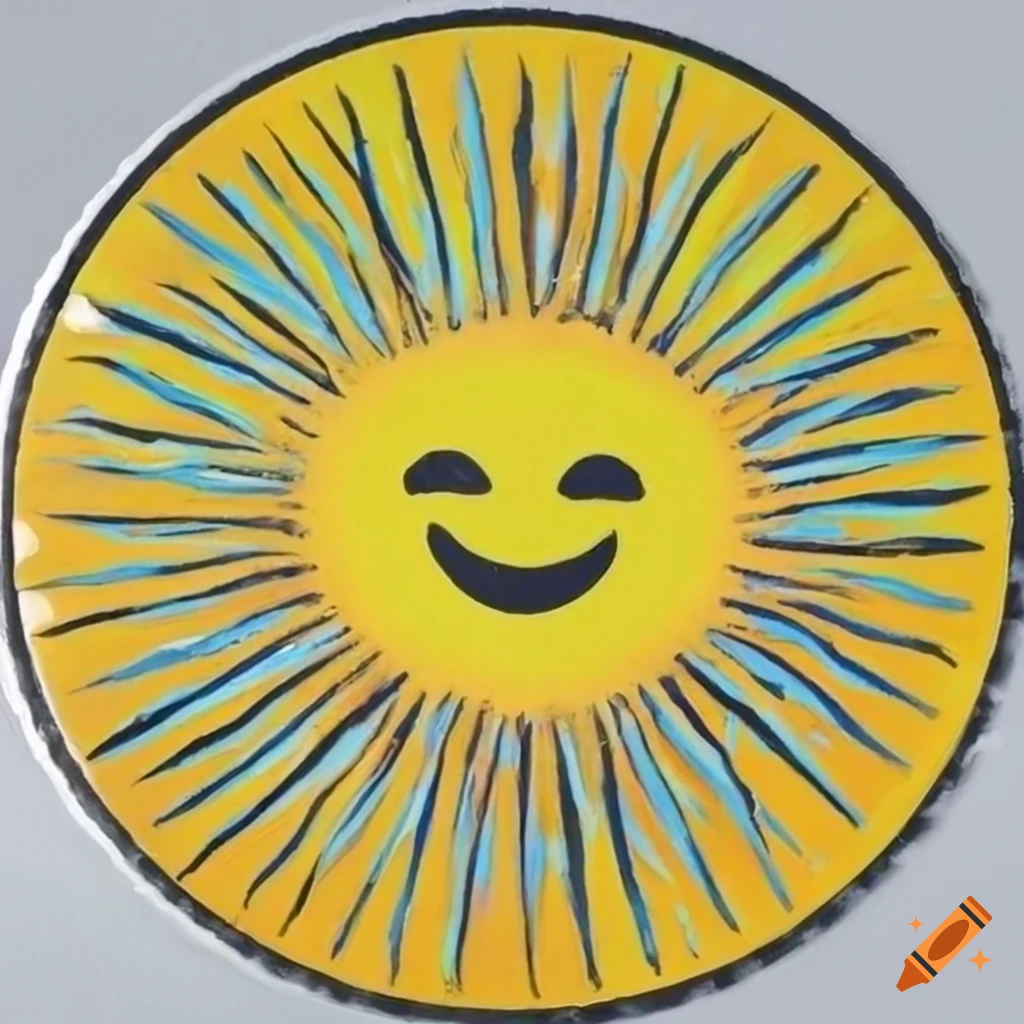 Expressive smiling sun with rays in pastel oil painting on Craiyon