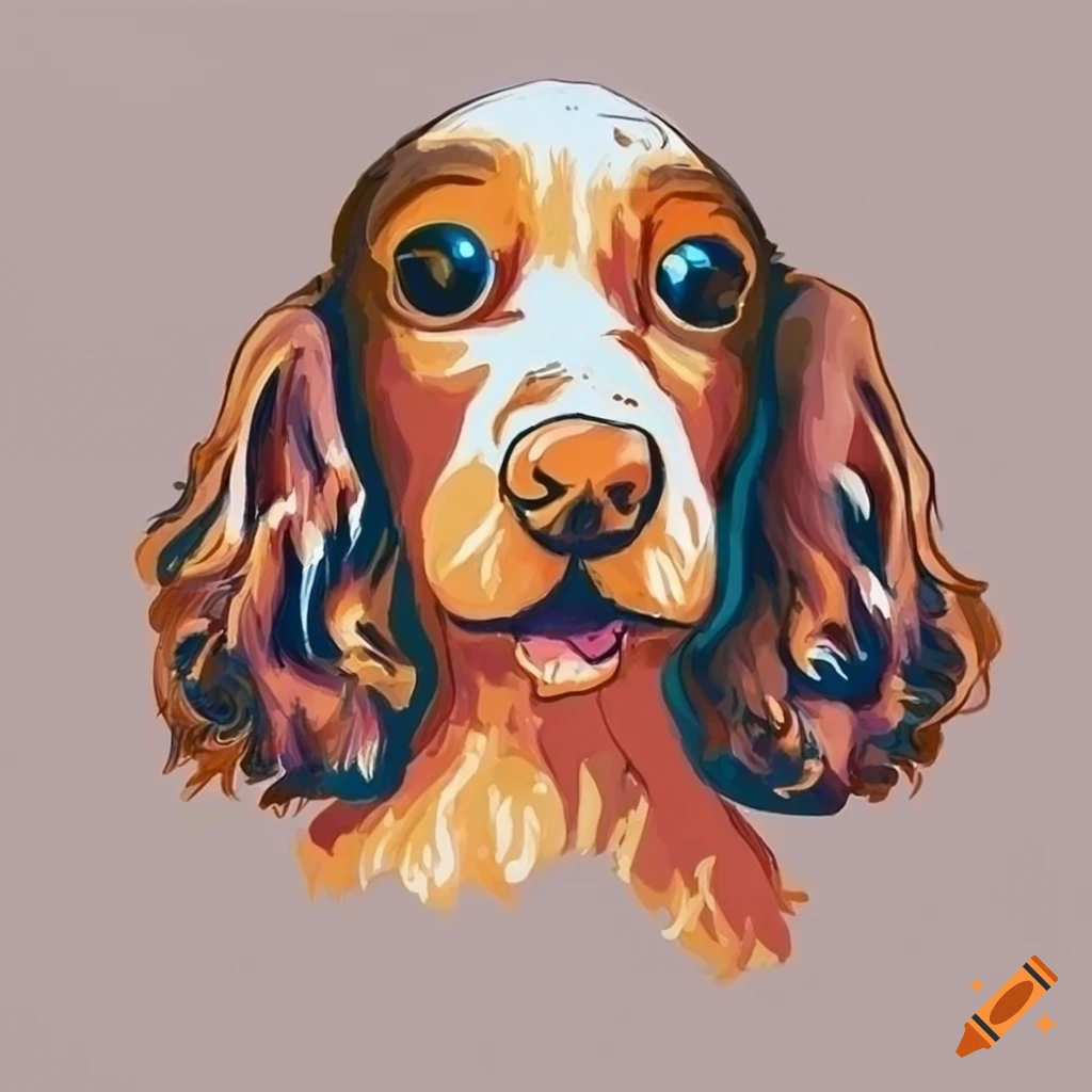 Happy cocker spaniel drawing on Craiyon